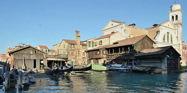 The gondola workshop of Squero San Trovaso in Venice, Italy